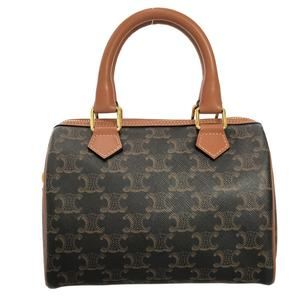 Celine | Bags | Celine Small Boston Triomphe Canvas Handbag Brown ...